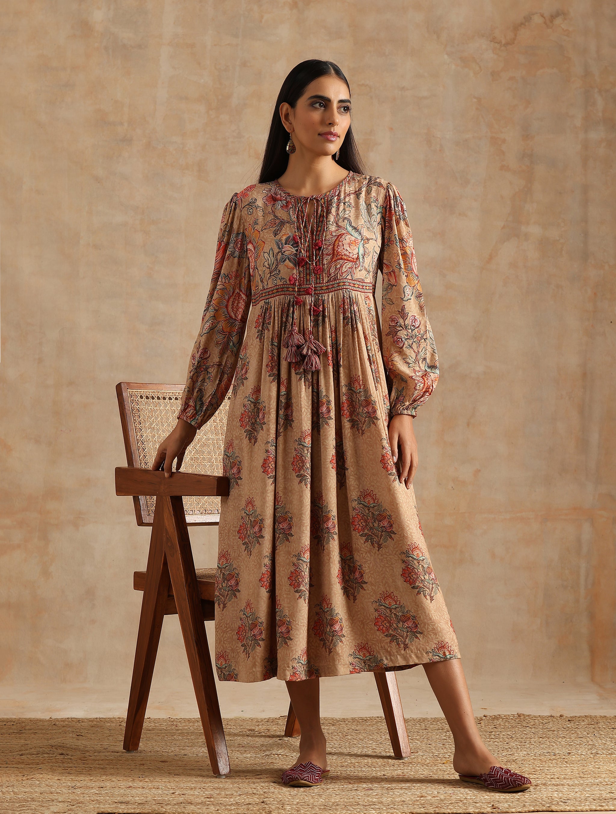 Shop Badami Jaal and Boota Printed Dress Online