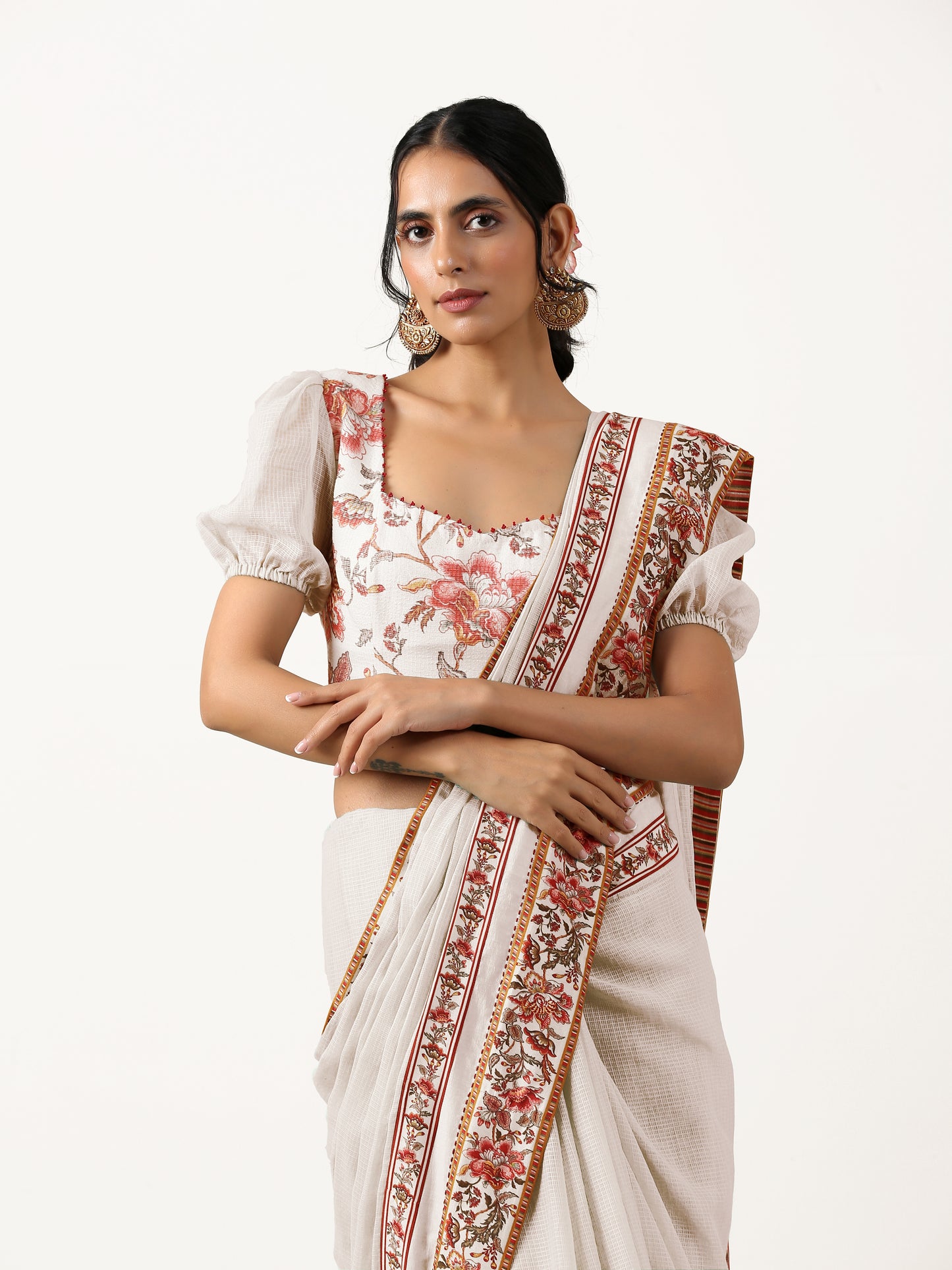 SHWET SUMAN DOUBLE BORDER SAREE SET – SAMVRIH